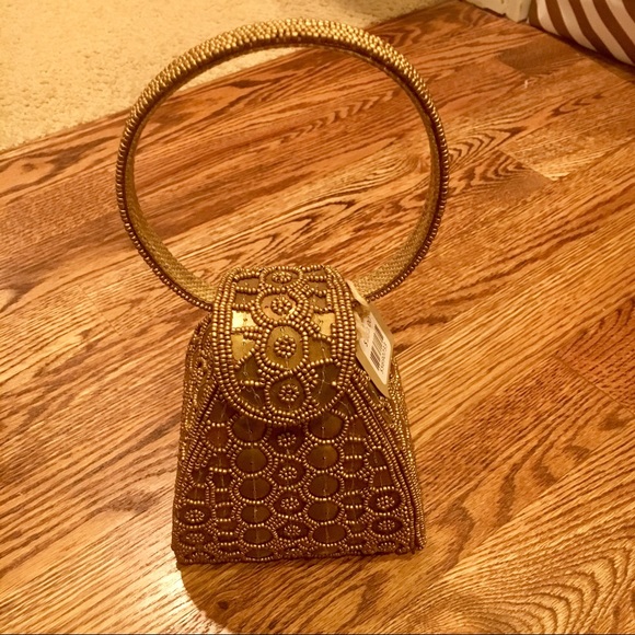 David Jeffery | Bags | David Jeffery Gold Beaded Minaudire Clutch ...